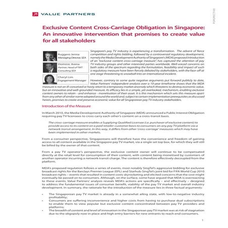 Exclusive content cross-carriage obligation in Singapore: an innovative ...
