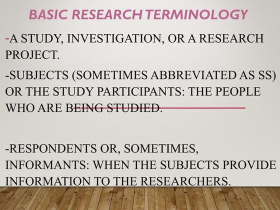 BASIC RESEARCH TERMINOLOGIES | PPTX
