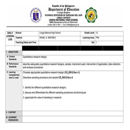 practical research 2,week 1.sample lesson plan | DOCX