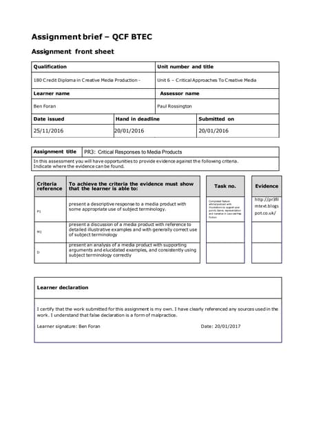 Pr2 assignment front sheet (1) 1 | PDF