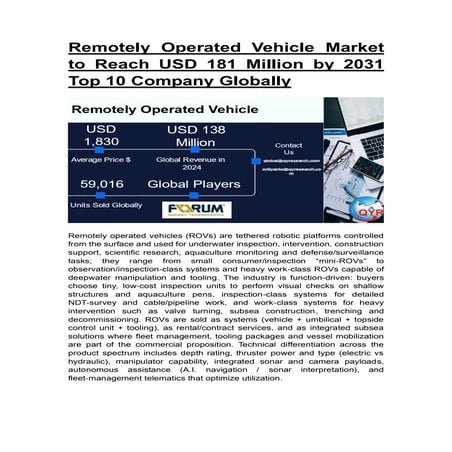Remotely operated vehicles market research | PDF