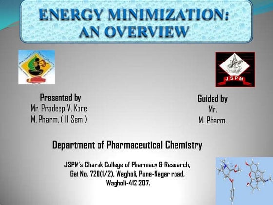 Energy minimization methods - Molecular Modeling | PPTX | Chemistry ...