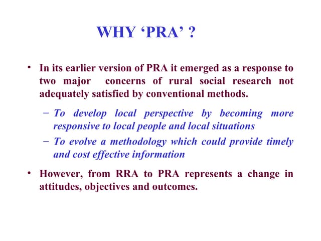 Presentation on PRA & PLA Process | PPT