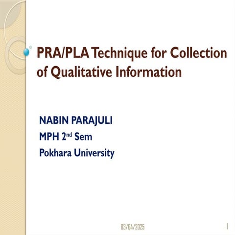 PRA/PLA Technique for Collection of Qualitative Information with ...