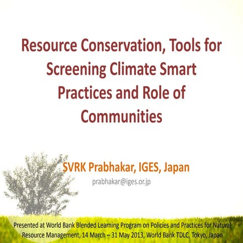 Resource conservation, tools for screening climate smart practices and ...
