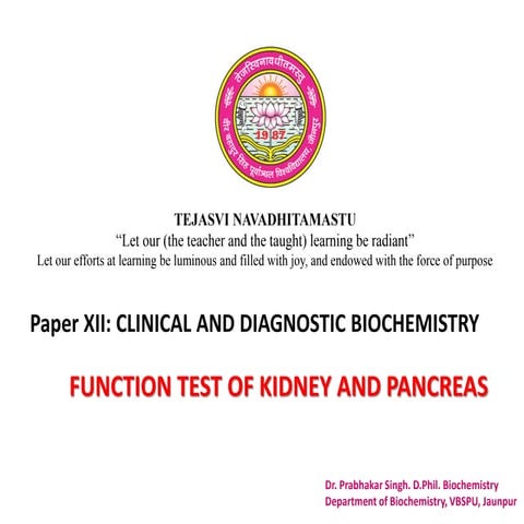 Prabhakar singh iv sem-function test of kidney and pancreas | PDF ...