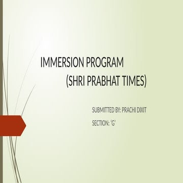 Immersion live project presentation of mba | PPTX