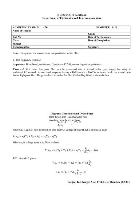 Chebyshev filter | PPTX