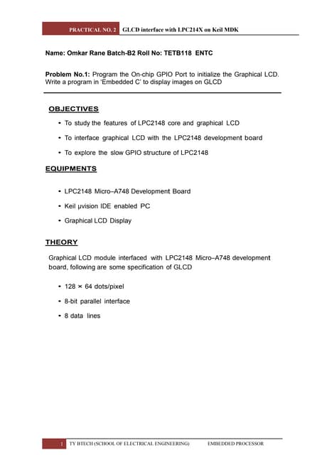 Displaying Animated Images On Glcd Display With Lpc2148 Microcontroller Pdf Computing