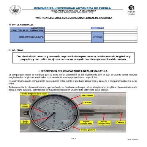 Metrologia – manejo del comparador de caratula | PPTX
