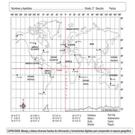 Mapa Del Mundo Con Latitud Y Longitud Con Nombres Y Coordenadas De Ciudades