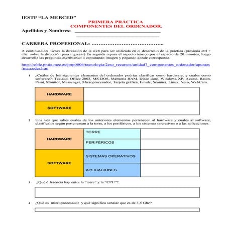 PRÁCTICA HARDWARE Y SOFTWARE | DOC | Computer Peripherals | Computing