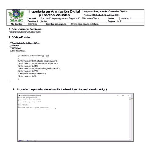 Practica 1 poo formula general | PDF