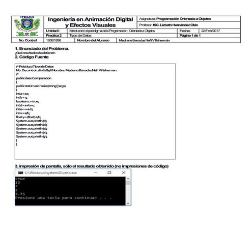 Practica 1 poo formula general | PDF