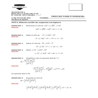 Practica 4 teoría de exponentes i solucion | PDF