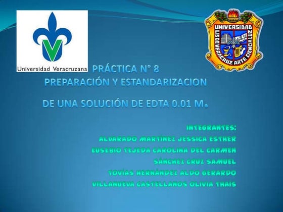 PRACTICA# 8. PREPARACION Y ESTANDARIZACION DE UNA SOLUCION DE EDTA 0.01M