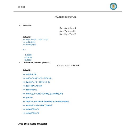 Practica de matlab | PDF