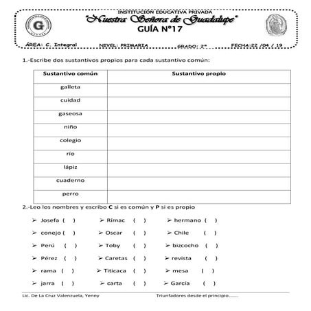 Practica de sustantivo 4 | PDF