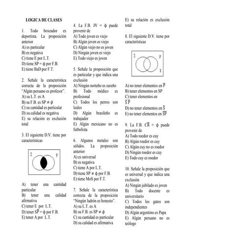 Practica dirigida logica de clases semestral uni | DOCX