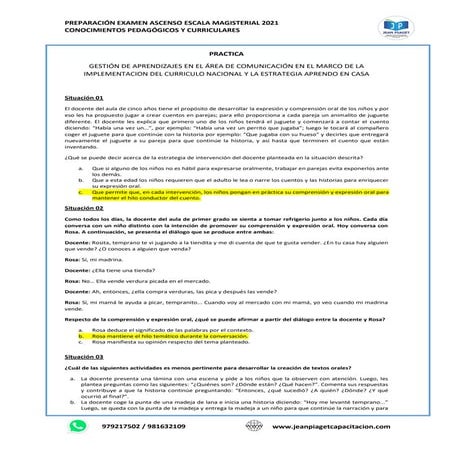 Practica gestion de aprendizajes comunicacion | PDF