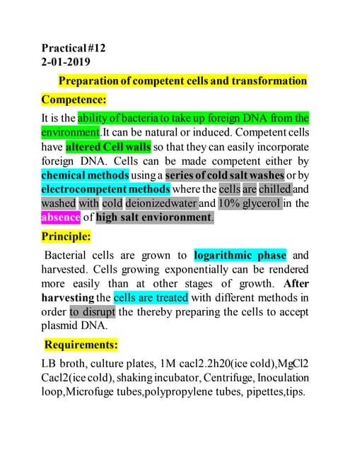 Preparation of competent cells | PPTX