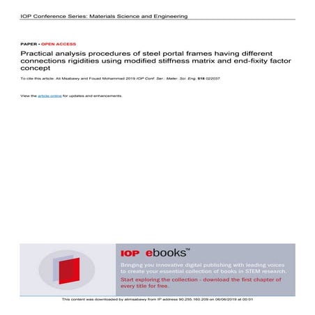 Practical analysis procedures of steel portal frames having different connections rigidities ...