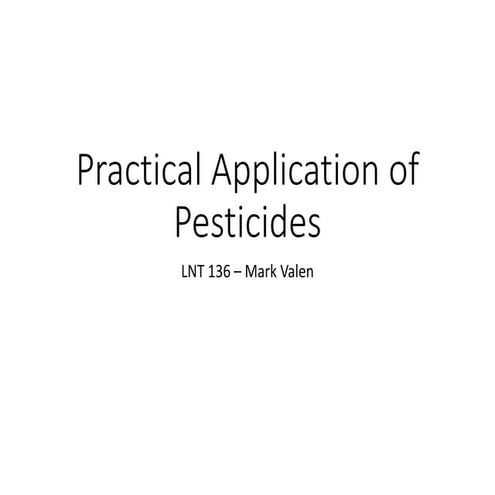Practical Application of Pesticides | PDF