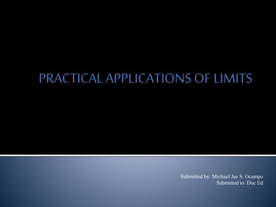 Calculus: Real World Application of Limits | PPTX
