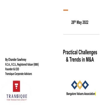 Practical Challenges & Trends in M&A | PPT
