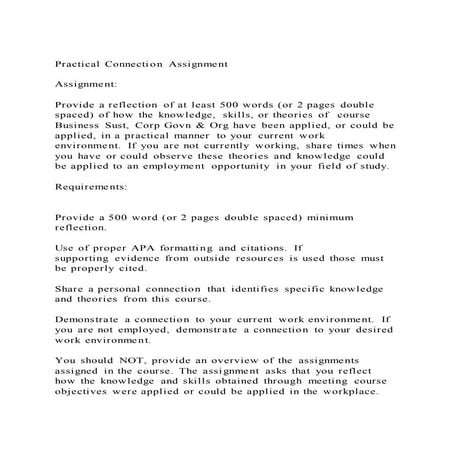 Practical Connection Assignment Assignment Provide A Refle Pdf