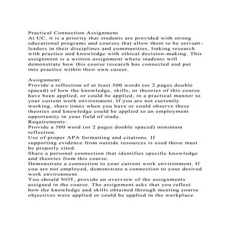 Practical Connection AssignmentAt UC, it is a priority that stud | DOCX ...