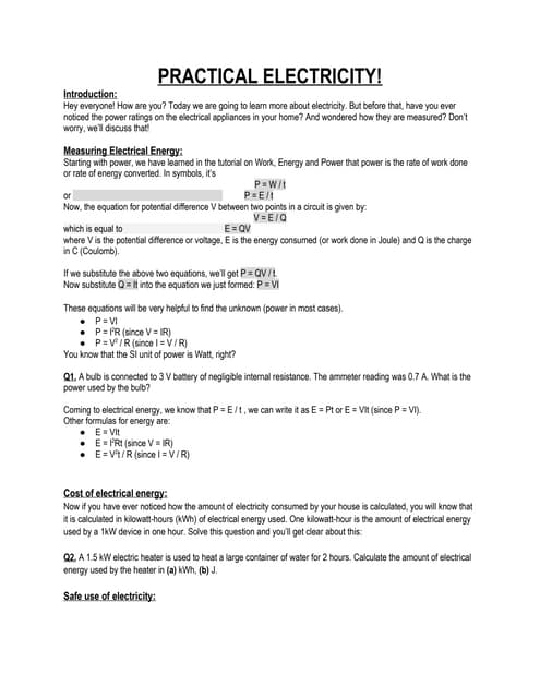 Electrical Power and Energy | PPTX | Home Appliances | Home & Garden