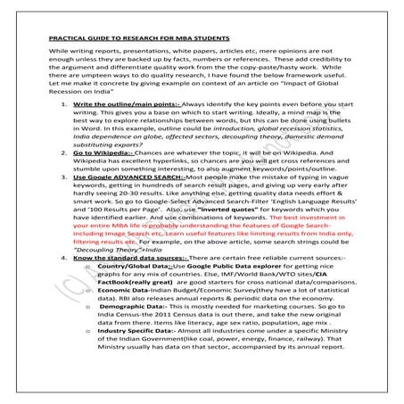 Practical guide to research for mba students | PDF