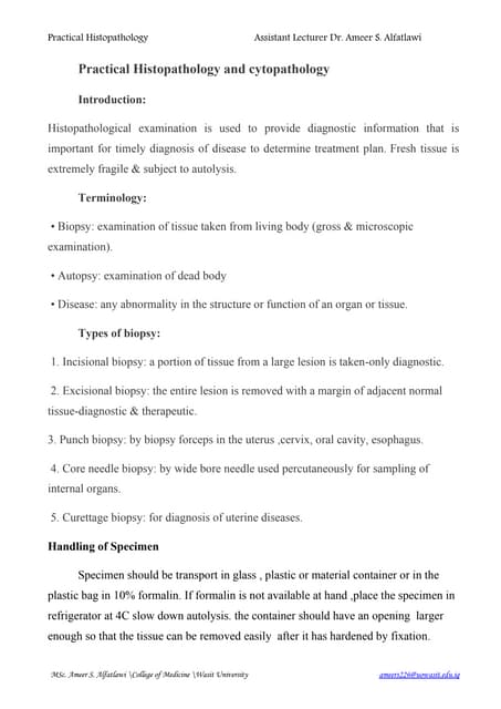 Gross Examination, Selection, Collection and Fixation of Specimen | PPTX