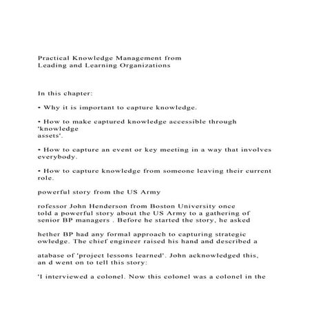 Practical Knowledge Management from Leading and Learning Org.docx