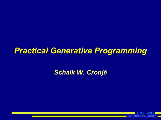Practical Multi-language Generative Programming | PDF Practical Multi-language Generative Programming | PDF