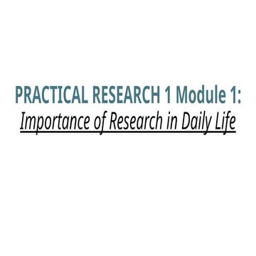 Importance of research in daily life quali 1 | PPTX