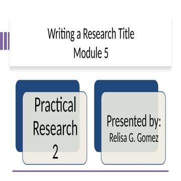 Practical Research 2 Quarter 1 Week five | PPTX