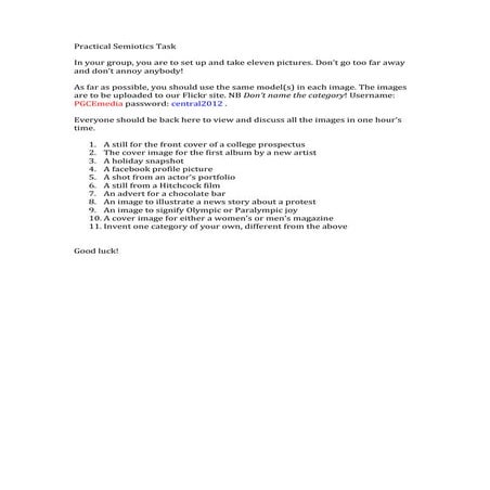 Practical semiotics task | DOCX | Technology & Computing