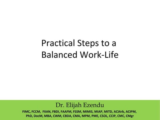 Work Life Balance - It's Easy | PPT