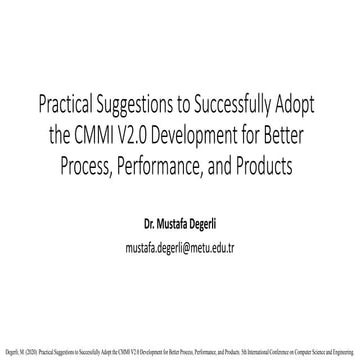 Practical Suggestions to Successfully Adopt the CMMI V2.0 Development ...