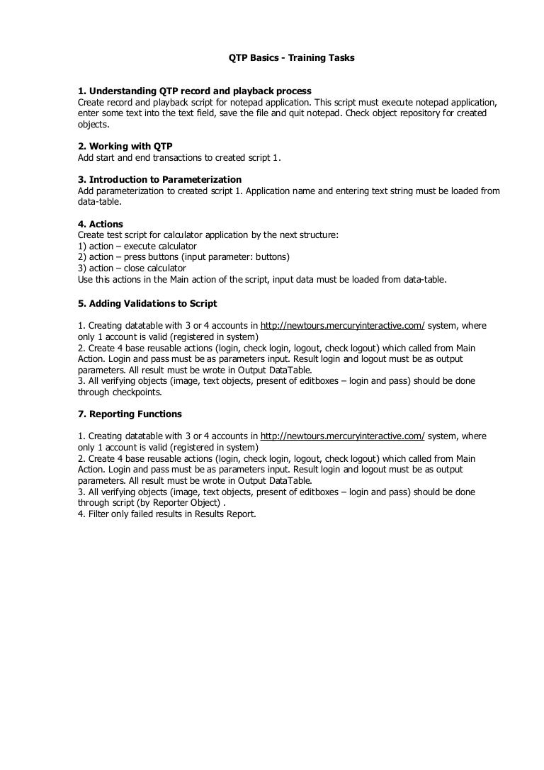 Practical Tasks For Qtp Basics 