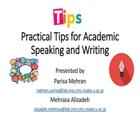 Practical Tips for Academic Speaking and Writing | PPTX