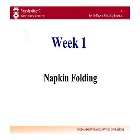 Practical week1 Tbale Napkin Folding | PDF