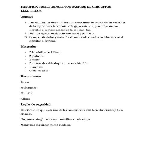Practica sobre conceptos basicos de circuitos electricos (1) | DOCX | Technology & Computing