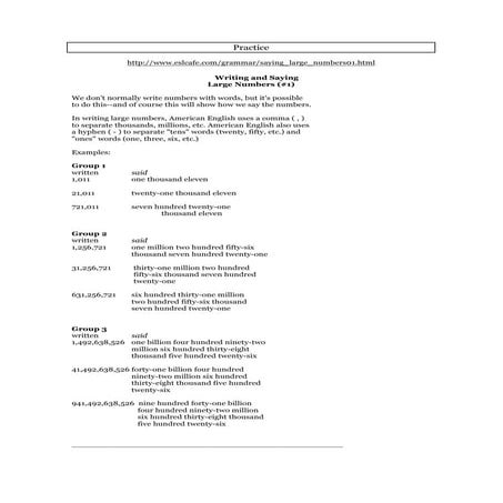 Practice: saying numbers in English | PDF
