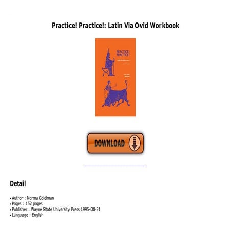 Practice! Practice!: Latin Via Ovid Workbook | PDF