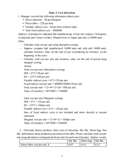 Cost Accounting: Overhead Problems and Solutions | PDF | Business Accounting & Finance | Business