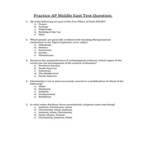 Practice ap me test questions | DOCX