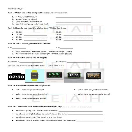 Easy English at Home Practice file 20 | PDF